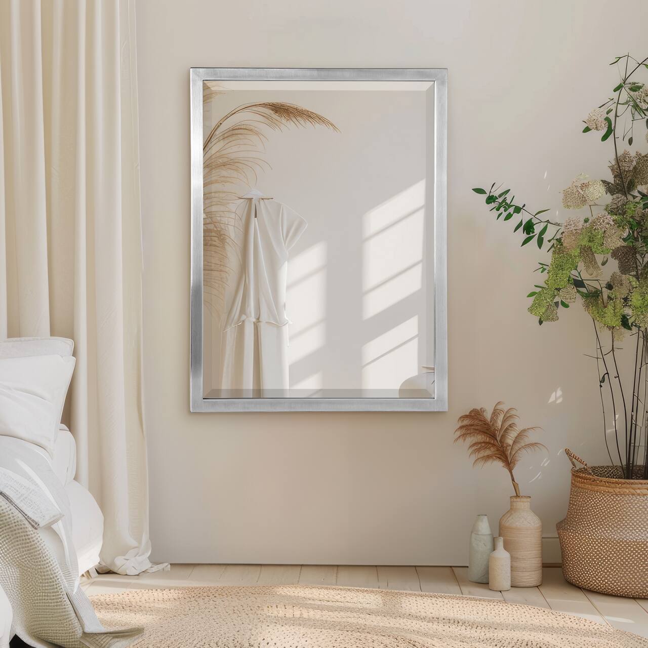 Head West Brushed Nickel Stainless Steel Beveled Accent Vanity Mirror ... Head West Brushed Nickel Stainless Steel Beveled Accent Vanity Mirror ...